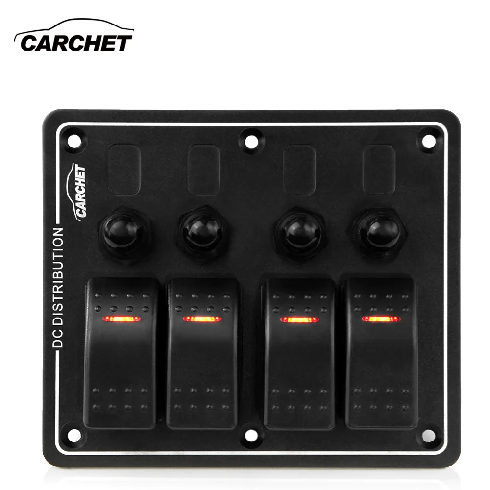 CARCHET DC 12 24V 4 Gang Waterproof Car Auto Boat Marine LED Rocker ...