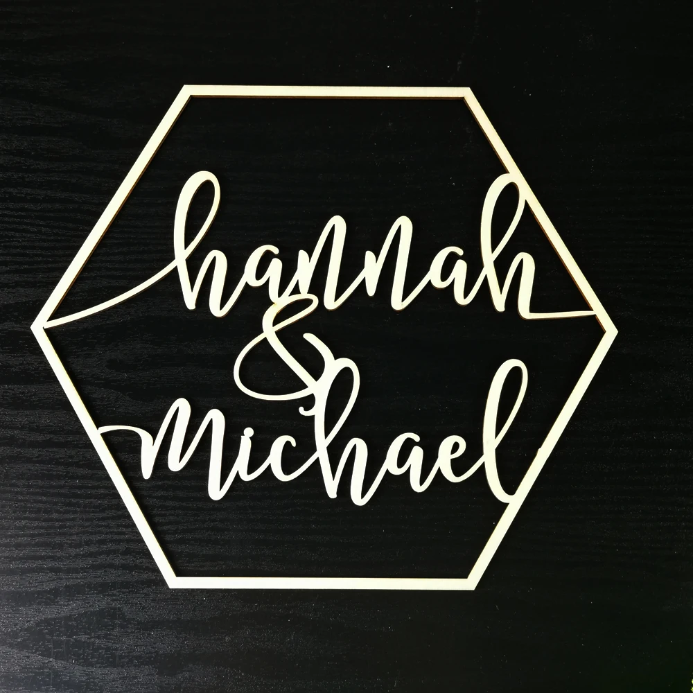 Свадебный деревянный шестигранный знак на заказ, персонализированное ...