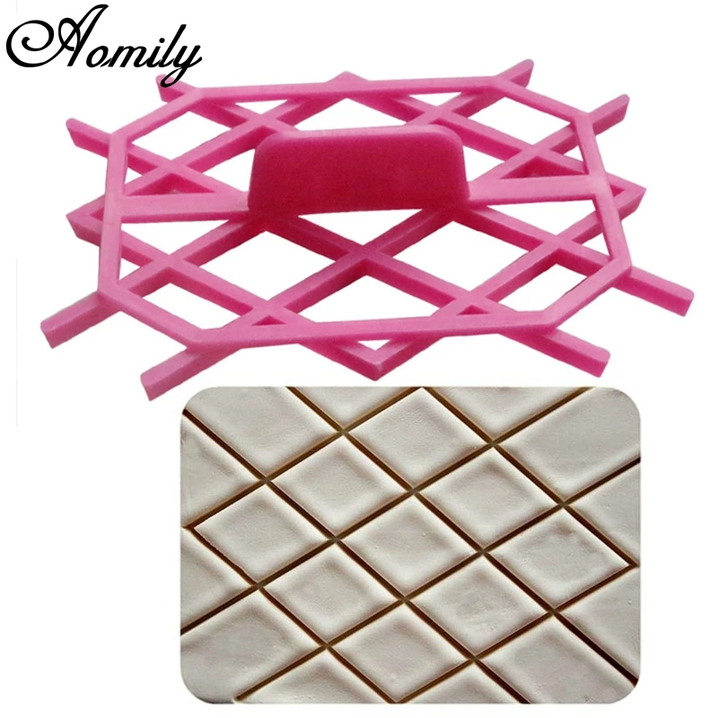 Aomily Diamond Grid Cake Chocolate Fondant Mold Plastic Printing ...