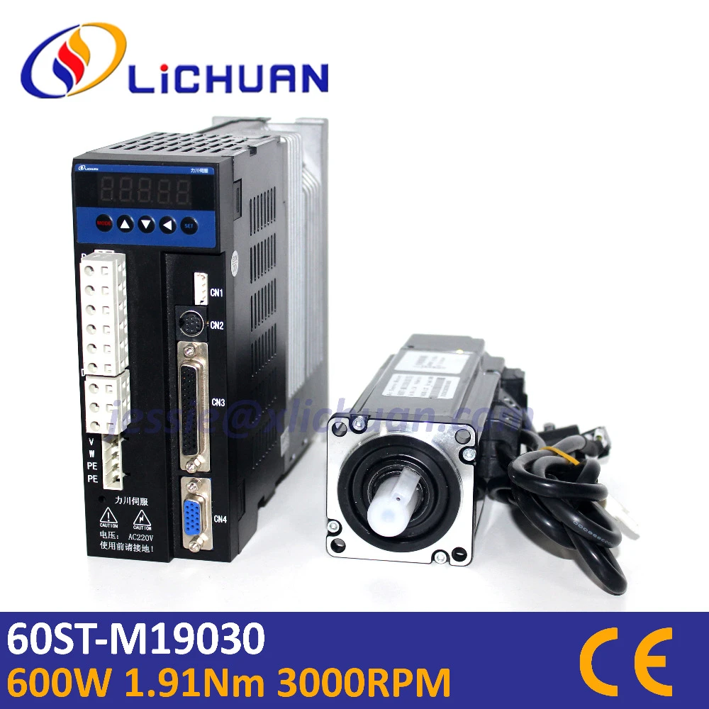 600w 1.91Nm AC servo motor driver set 60mm 200v 3000rpm 3 phase & 1 ...