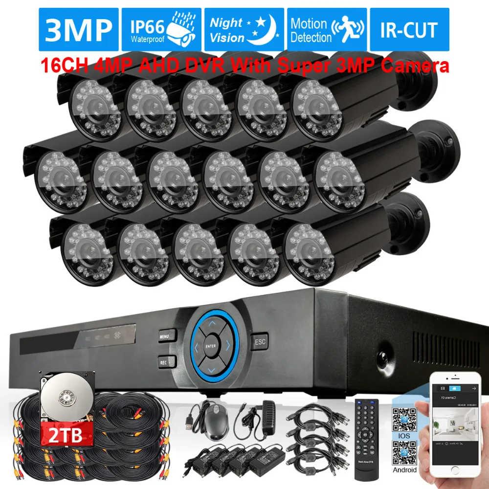 16CH AHD 4MP&3MP DVR 16Pcs 3.0MP 2048X1536 AHD Security Camera ...