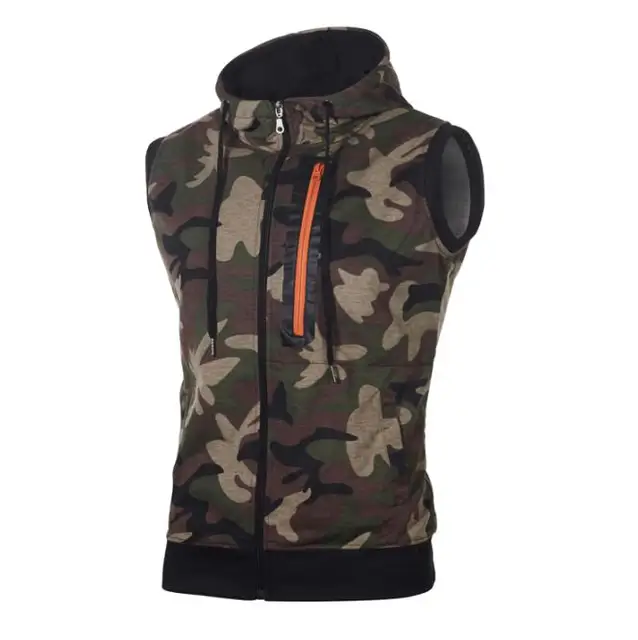 Men's Military Camouflage Vest 2018 New Fashion Hooded Sports ...