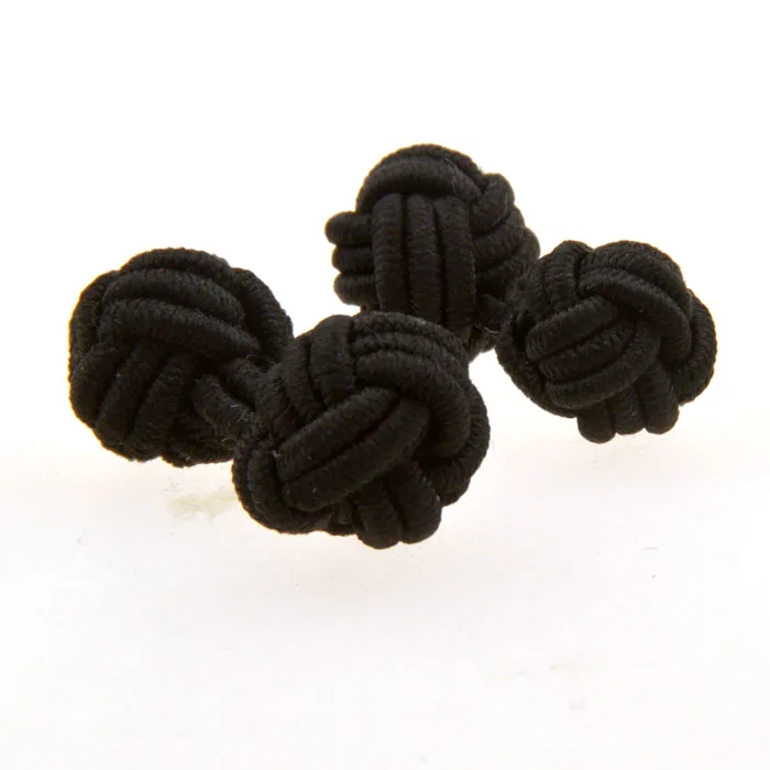 Black Cufflinks For Mens Simple Braided Rope Women Classic Shirt Cuff ...