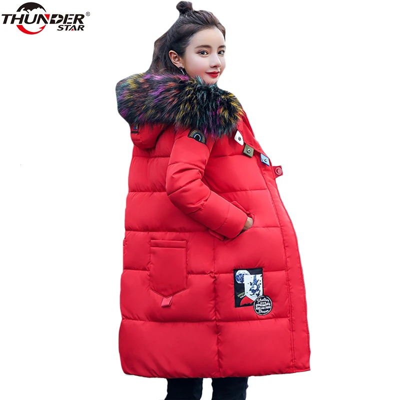White Duck Down Coat Women 2018 Autumn Winter Big Fur Hooded Thick Slim ...