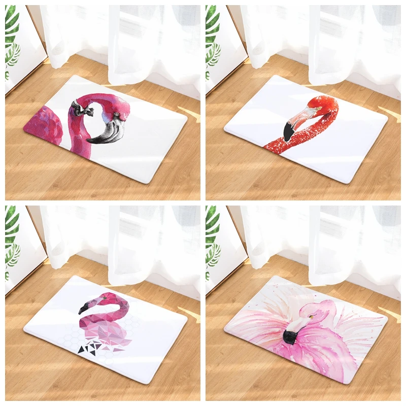 Flamingo Printed Home Decor Floor Soft Flannel Carpets Mats Outdoor ...