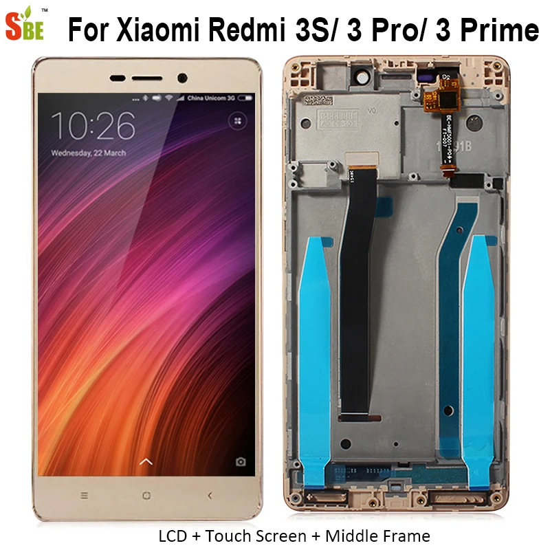 For Xiaomi Redmi 3s Display LCD Touch Screen With Middle Frame Assembly ...