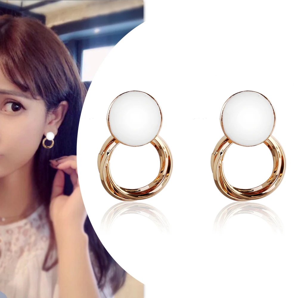 Circle Earrings Golden Lady Short Hair Earrings Short Earrings Femme ...