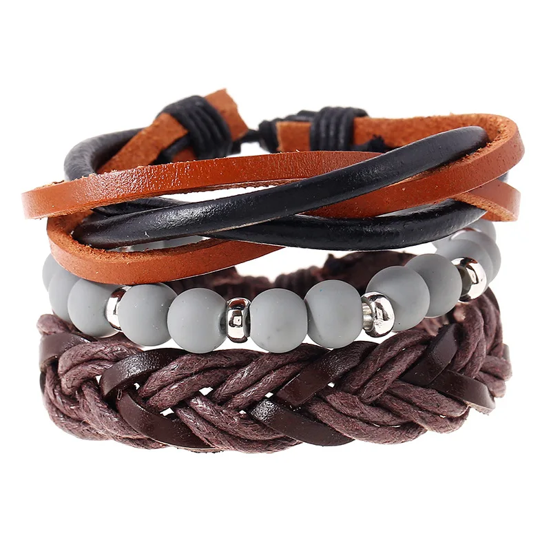 Men's Beaded Braided Bracelet&Bangle Male Multilayer Accessories ...