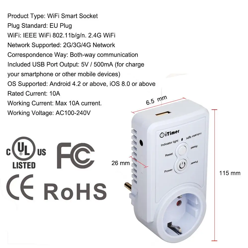Умная розетка с функцией управления через приложение Wi Fi датчик контроля