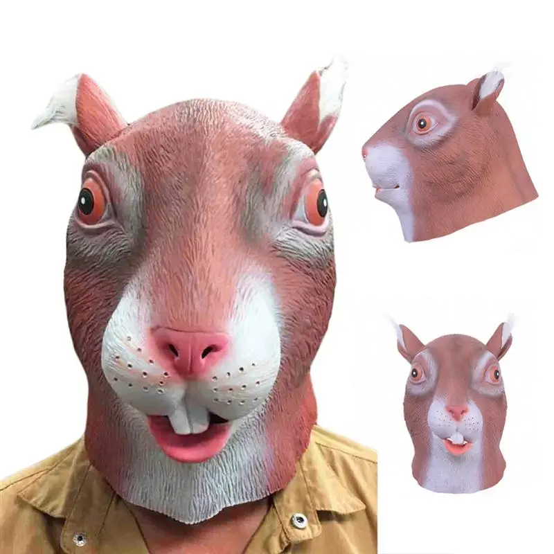 Latex Squirrel Mask Full Face Halloween Mask Novelty Creepy Head Latex ...