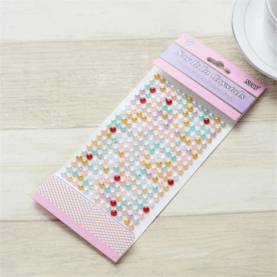 6mm 260pcs Rhinestones Imitation Pearls Acrylic Self Adhesive ...