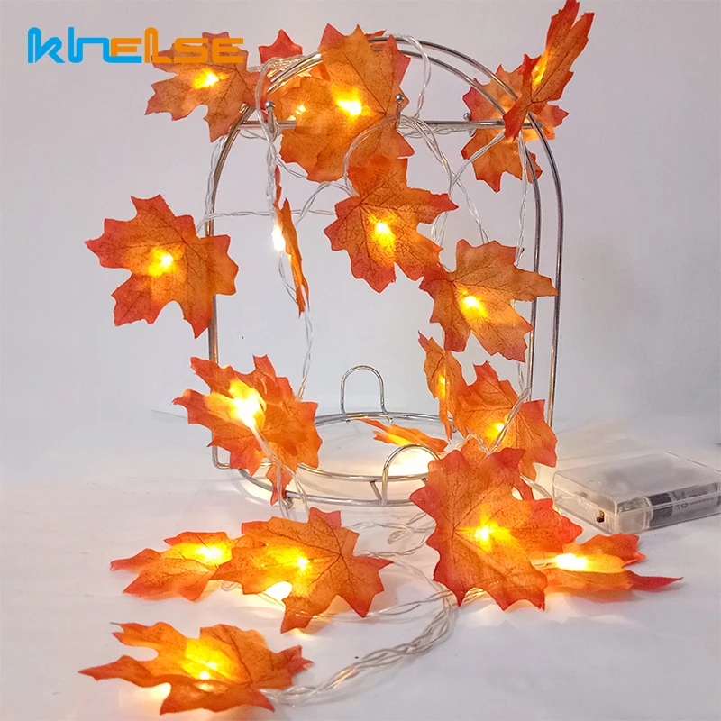 Led Maple Leaves Fall Garland String Light Decor Halloween Christmas NEW