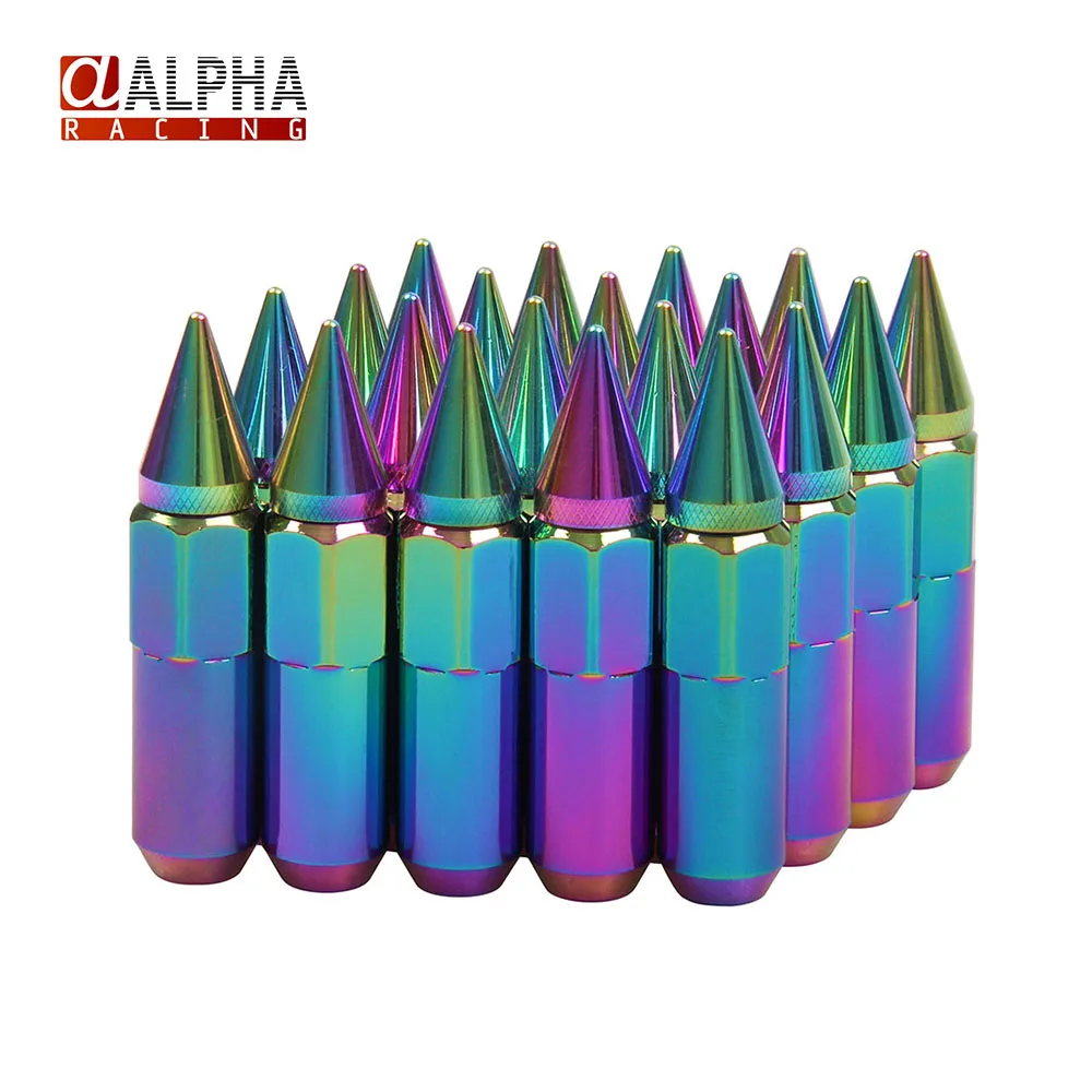 Alpha 60mm Neo Chrome Car Wheel Nuts 12x1.5/1.25 mm Lug Nuts Wtih Spike ...
