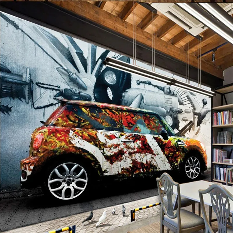Customize Size Mural Wallpaper Background Car Graffiti Old Wall Art ...