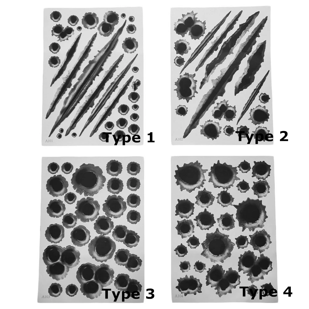 1 Sheet 3D Bullet Hole Car Stickers Funny Waterproof Body Side Decal ...