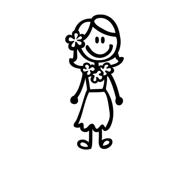 Hawaii Fashion Stick Figure Family Car Stickers Cartoon Motorcycle ...