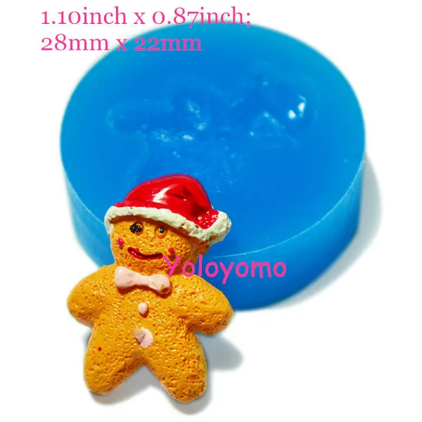 Free shipping J034YL Christmas Hats, Gingerbread Man Silicone Mold 28mm ...
