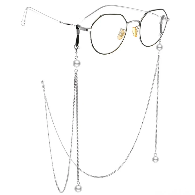 Retro Pearl Metal Glasses Chain Fashion Personality Sunglasses ...
