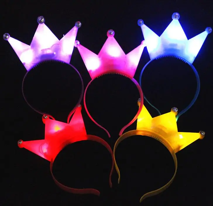 LED Crystal Crown Headbands Light Up Party Rave Fancy Dress Costume ...