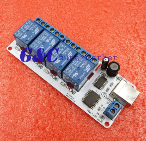 Smart Home 12V 4 Channel USB Relay Module Programmable Computer Control ...
