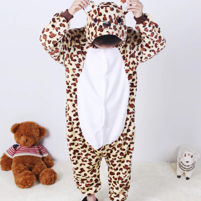 Unisex Leopard Cosplay Costume Pajamas For Children Kids Cartoon ...