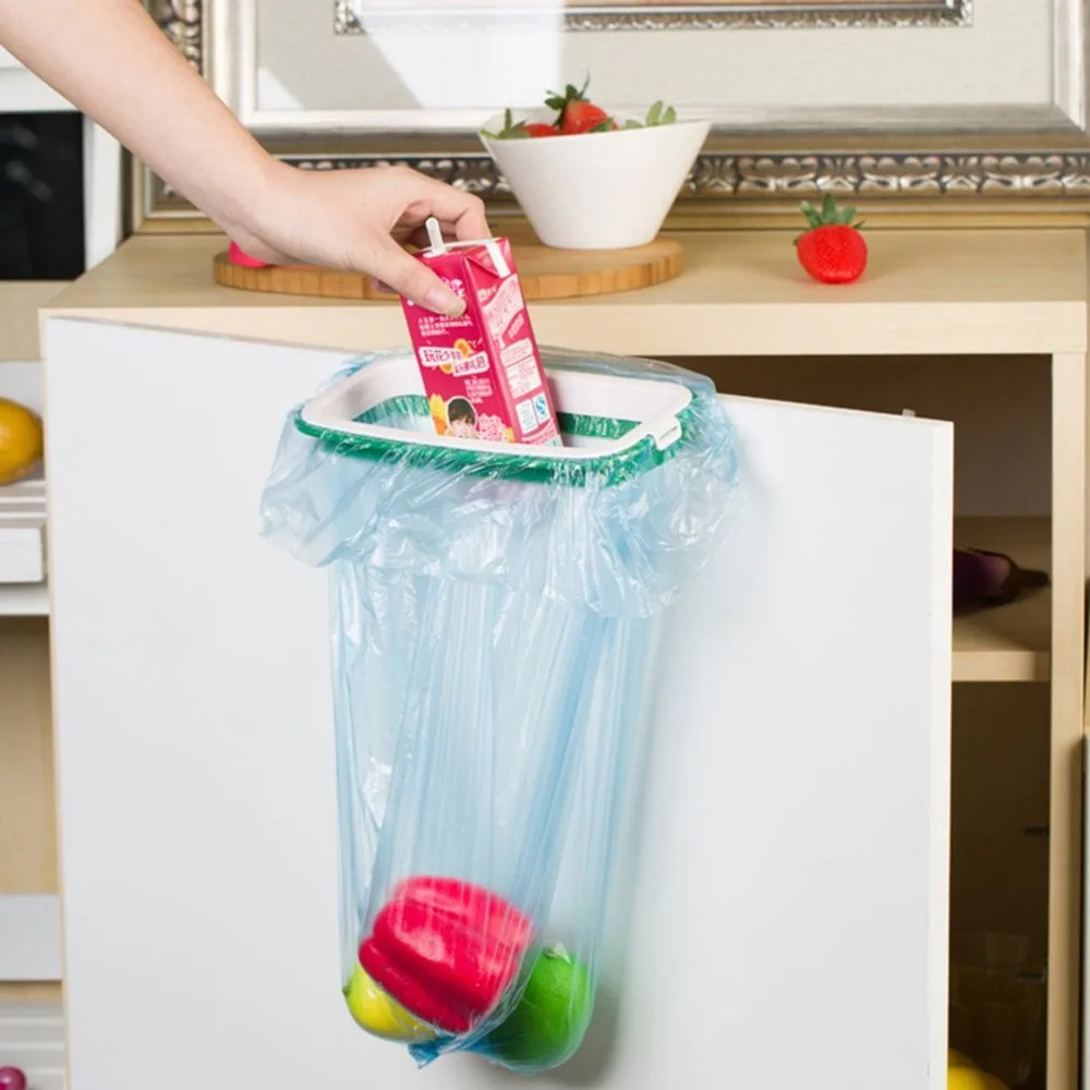 Rubbish Bag Storage Rack Hanging Kitchen Cupboard Door Back Stand Trash ...