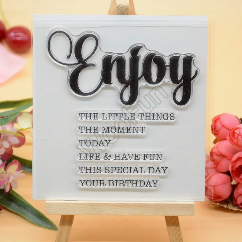 Enjoy Sentiment Clear Stamp Rubber Clear Stamp For Card Making Decoration And Scrampbooking in 