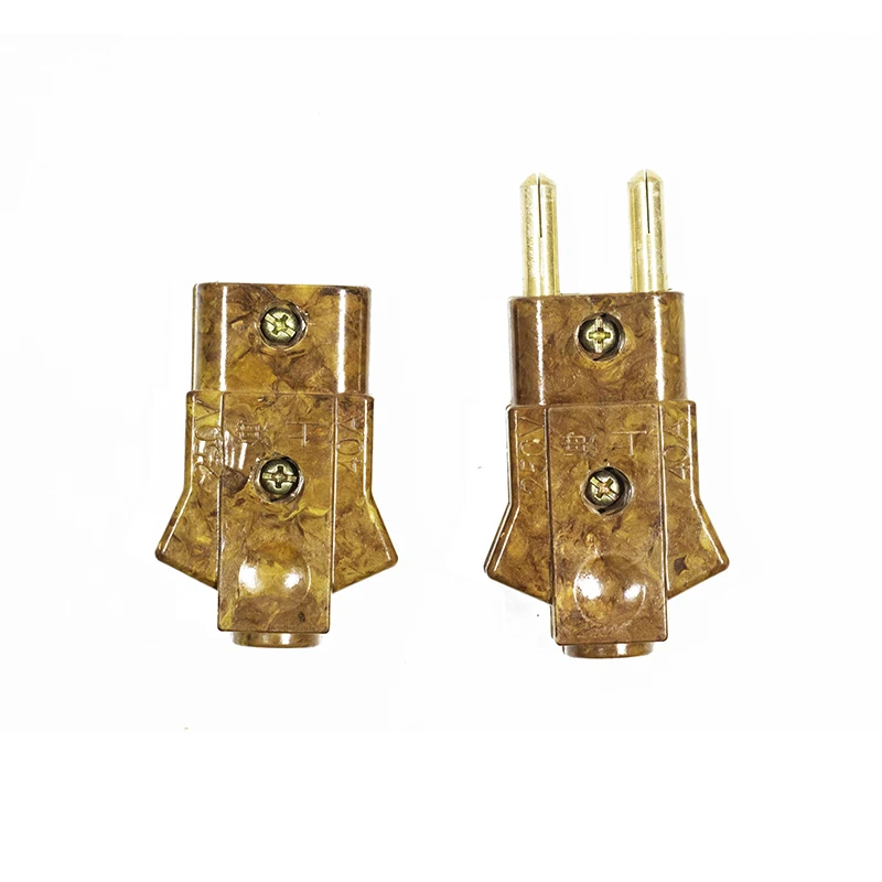 40A Pair Bakelite Plug Female-Male Connector 2 round PIN Rewireable ...