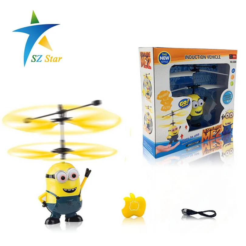 Flash Light Remote Control Rc Helicopter Flying Minion Quadcopter ...