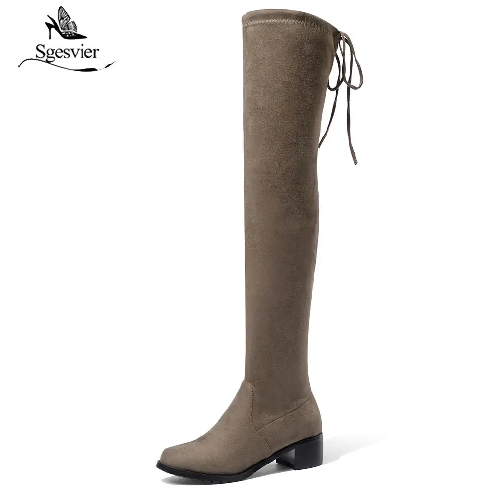 Sgesvier Women Long Boots Med Heels Thigh High Boots Winter Autumn ...