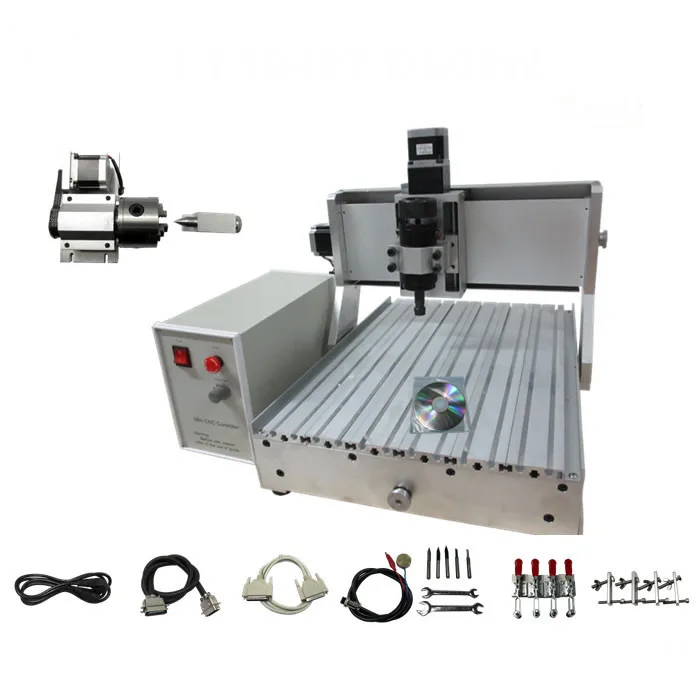 500W 3040 cnc milling machine wood router lathe with rotary axis 4axis ...