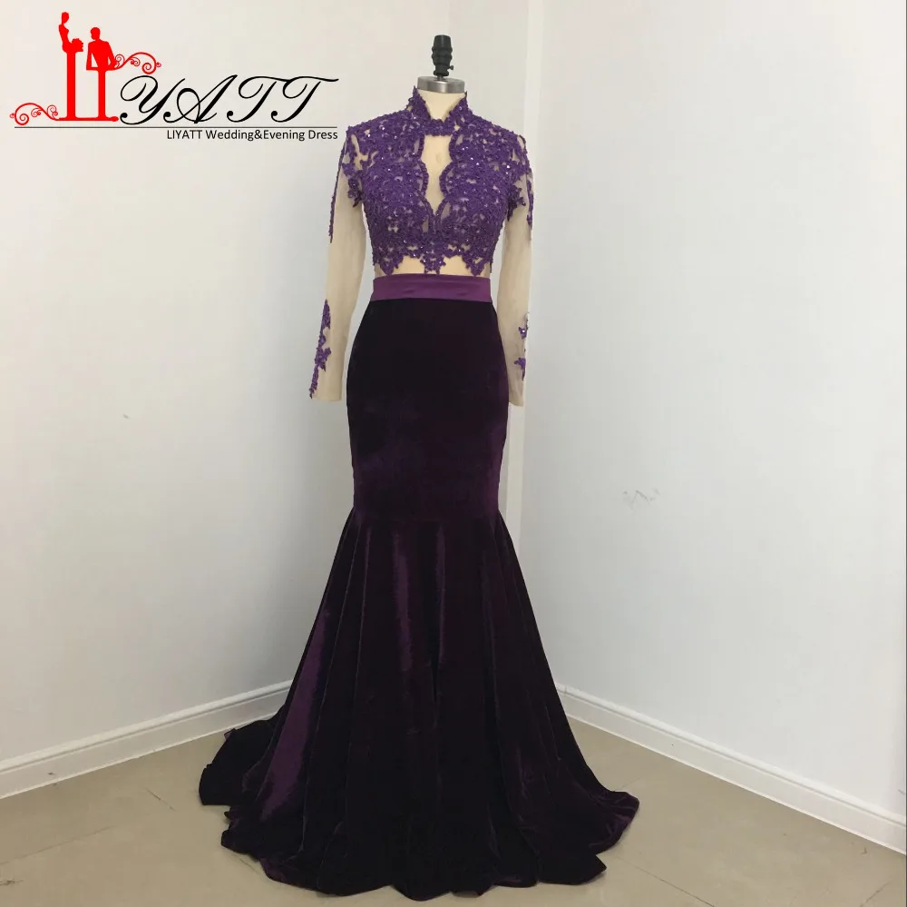 Buy Liyatt African Velvet Mermaid Evening Dresses 2017 Sexy Vintage Party Gowns