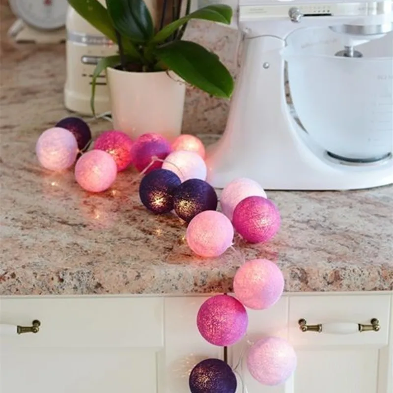 Thai style sweet Pastel cotton ball string lights Bedroom Fairy Nursery ...