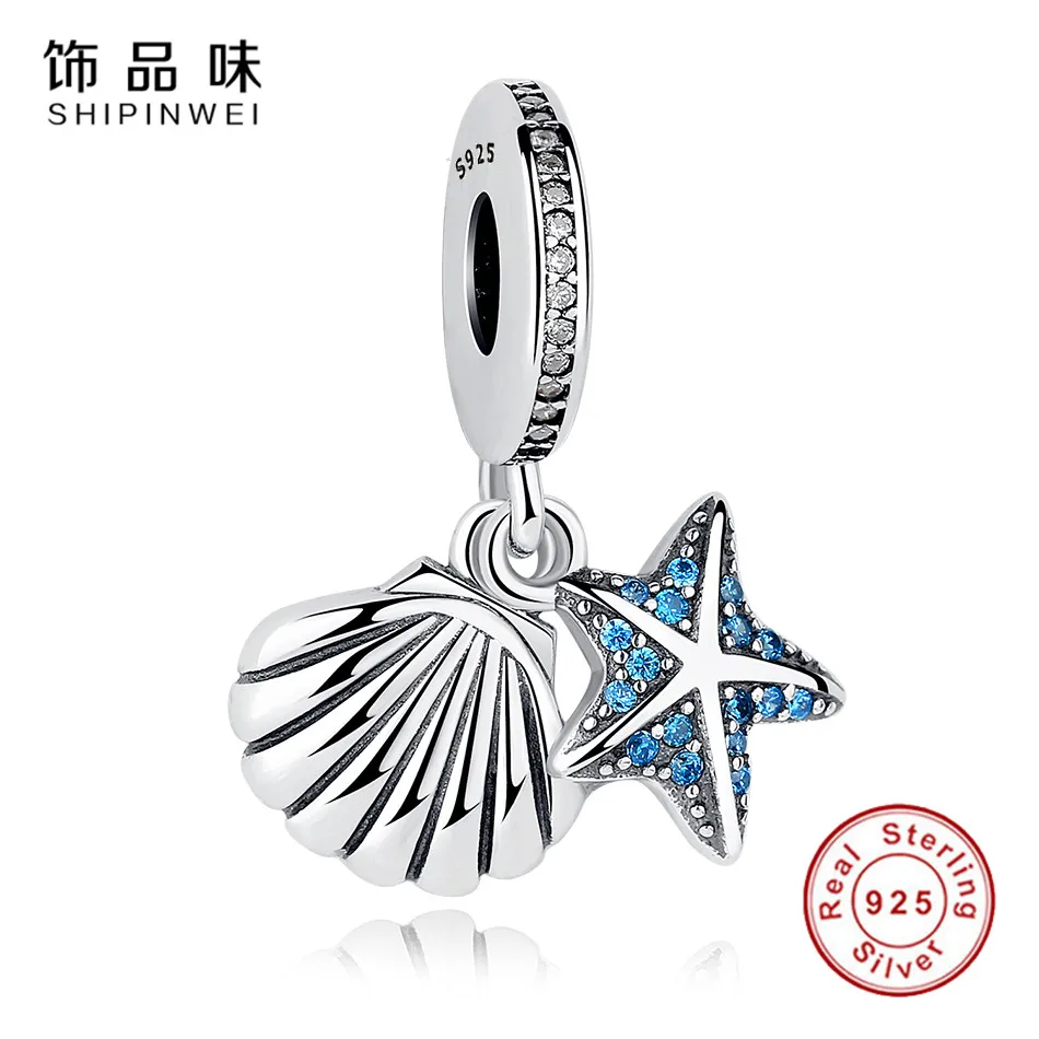 EVOJEW Authentic 925 Sterling Silver Starfish & Sea Shell Dangle Charms ...