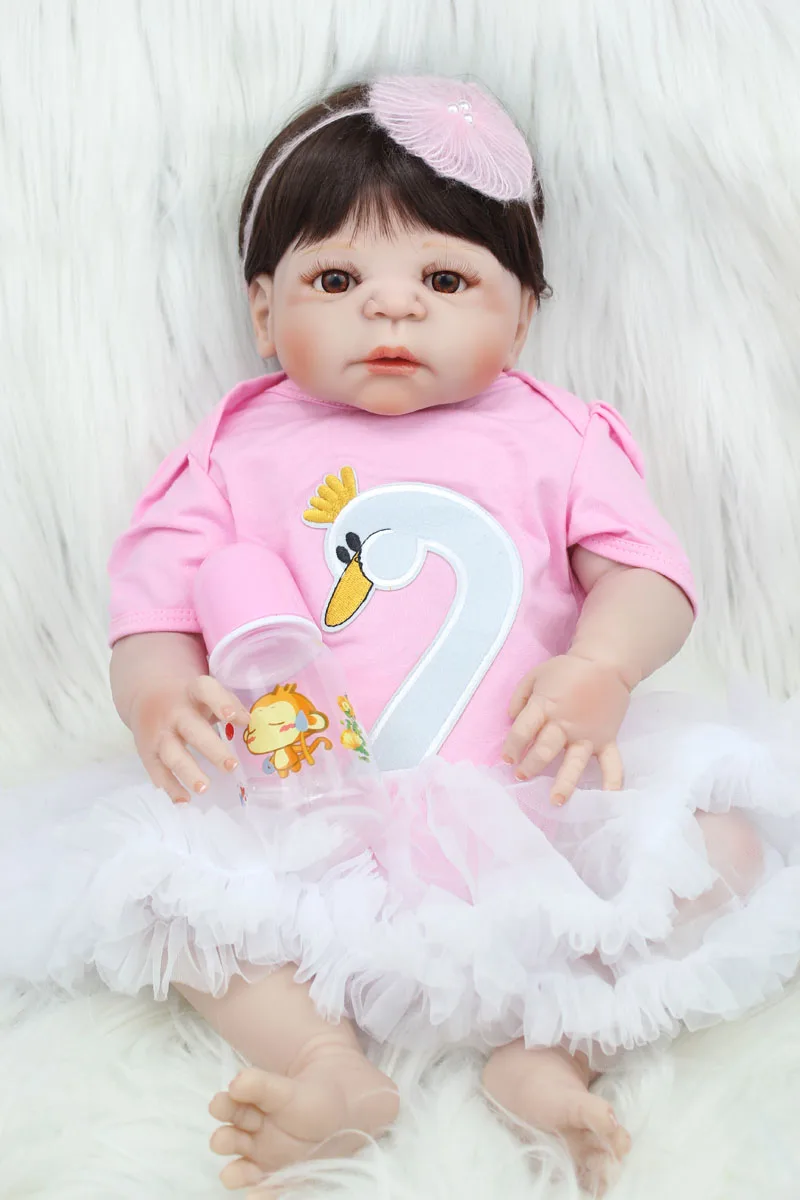 55cm Full Silicone Body Reborn Baby Doll Toy 22inch Newborn Girl ...