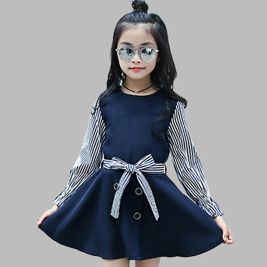 Girls Dress Spring Autumn Clothes For Girls Party Dress Striped Teenage ...