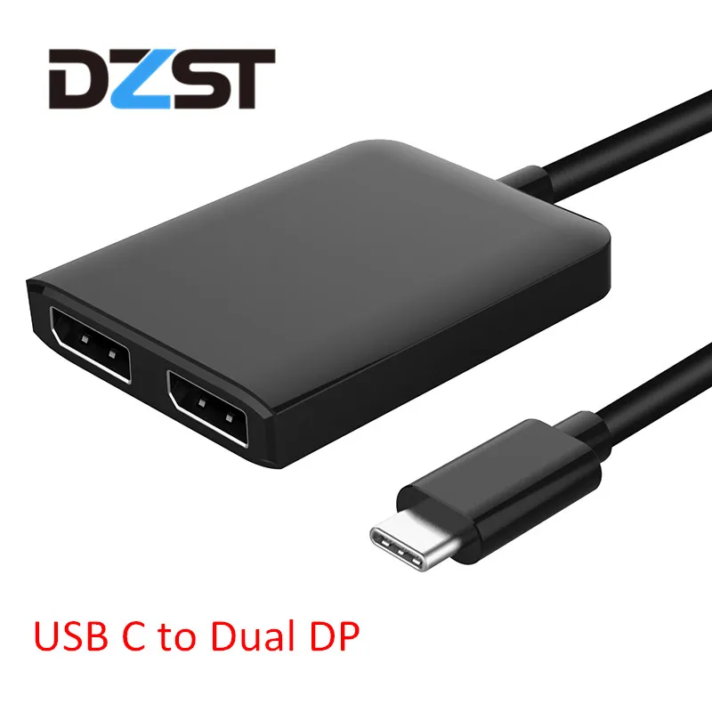 Dzlst usb c dp displayport 어댑터 유형 c usb c 3.1 남성 듀얼 dp 여성용 변환기 macbook ...