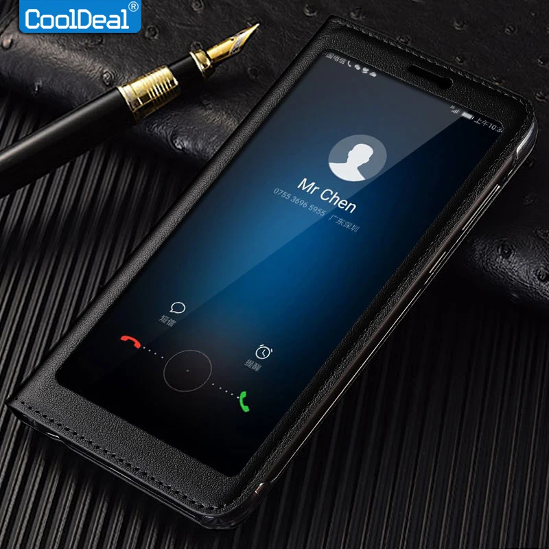 Luxury Full View Window Flip PU Leather Case For Huawei Enjoy 7S 5.65 ...