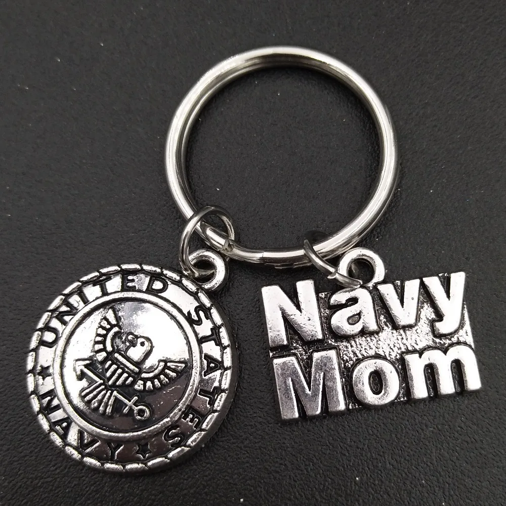 United States Navy Mom Charm Keychain Stainless Steel Keyring Fashion ...