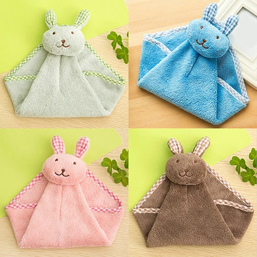 Modelo lindo Conejo de la Cocina Baño Toalla Colgando Coral Velvet Mano ...