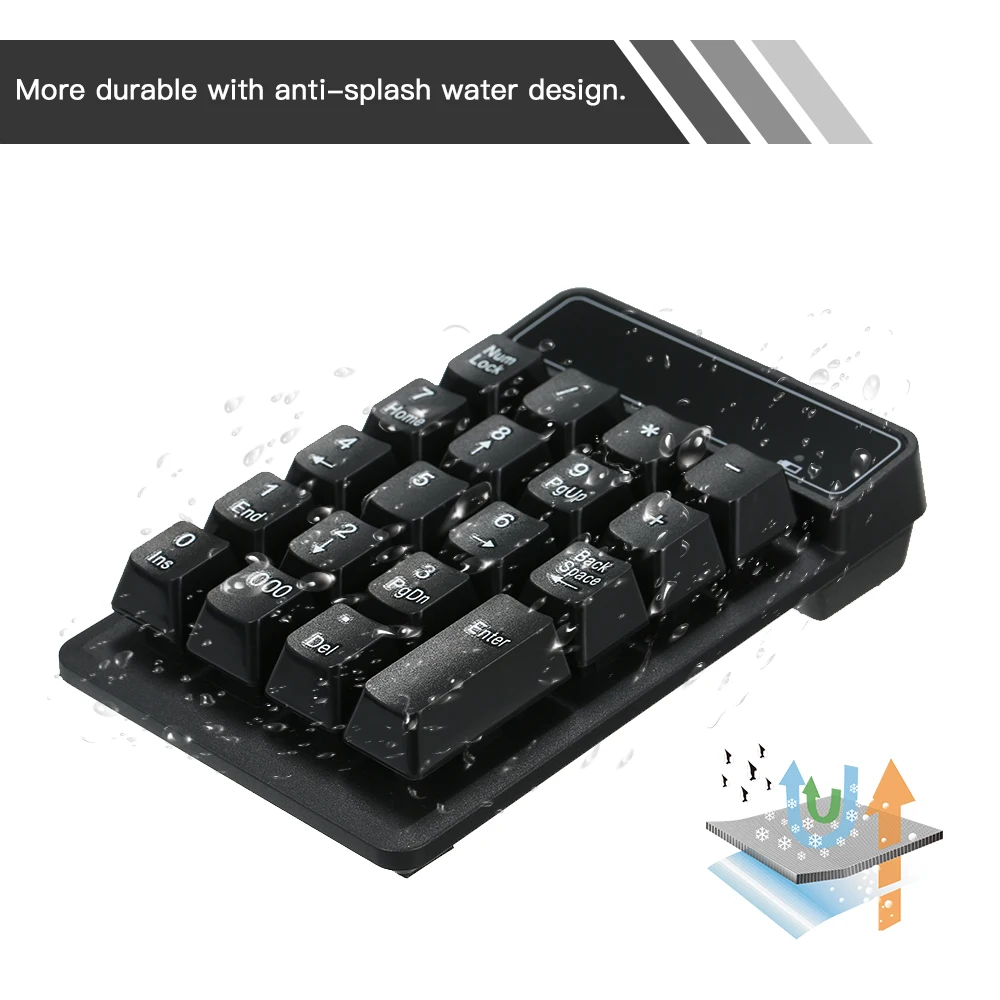 19 Keys 2 4g Wireless Low Noise Mini Numeric Keypad Waterproof Abs