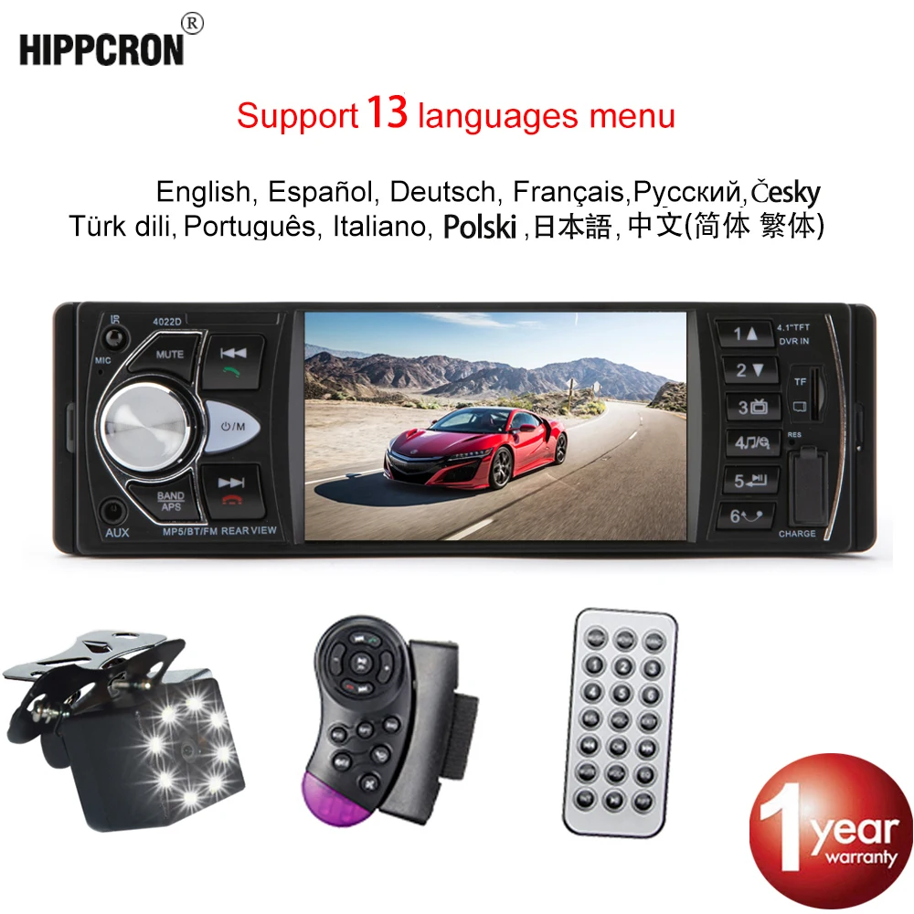 Hippcron-Car-Radio-1-Din-Autoradio-4022D-Bluetooth-4-1-Screen-Support ...