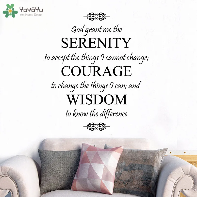 Yoyoyu Wall Decal God Saying Serenity Prayer Vinyl Wall Stickers Spiritual Quote Removable