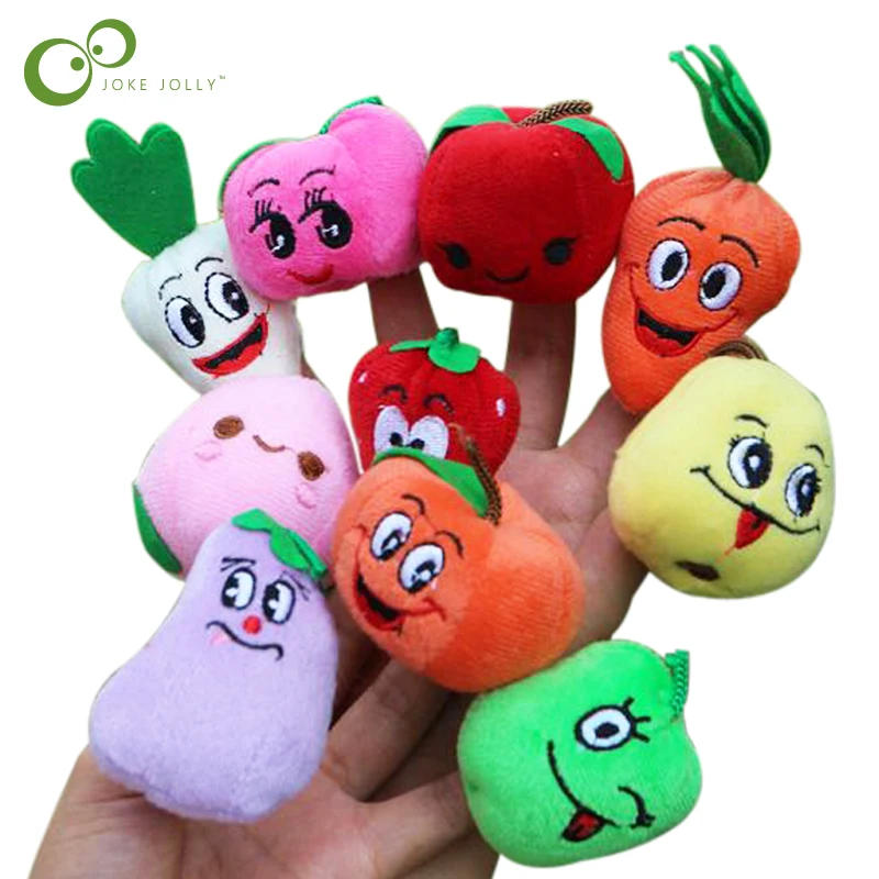 10PCS Cute Cartoon Fruit Vegetable Finger Puppet Plush Toys Child Baby ...