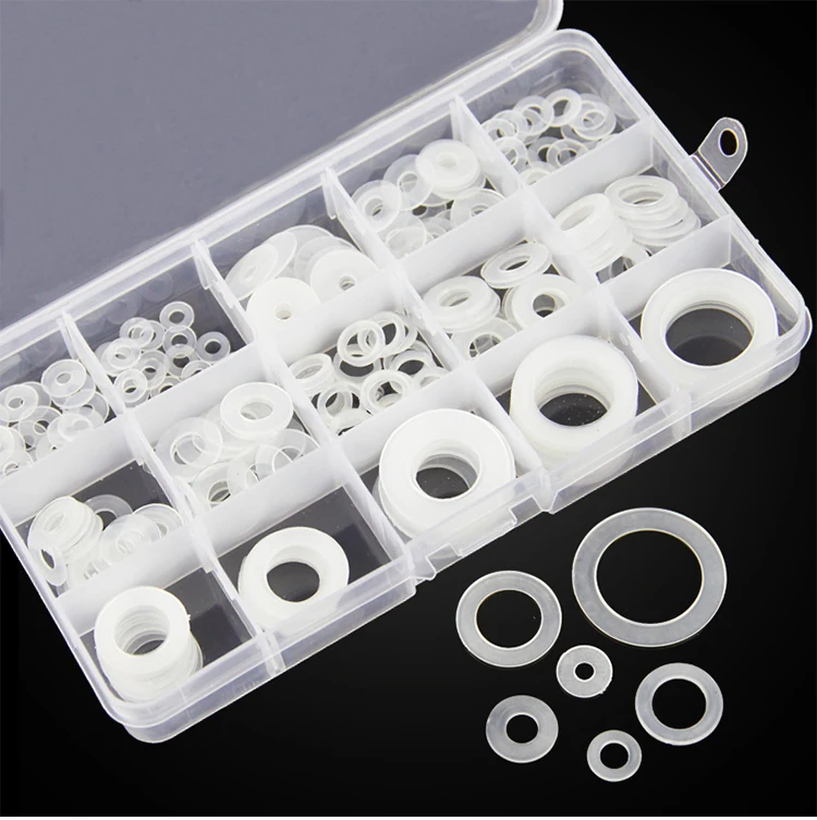 250 Pcs Flexible Nylon Plastic Plain Washer Insulated Rubber Pipe