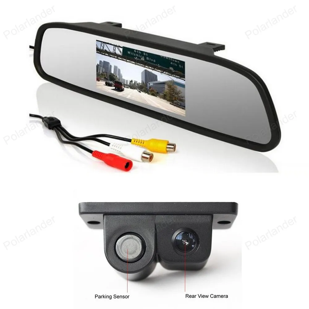 Car Rearview Mirror Monitor 4.3" inch display + Video Parking Sensors ...