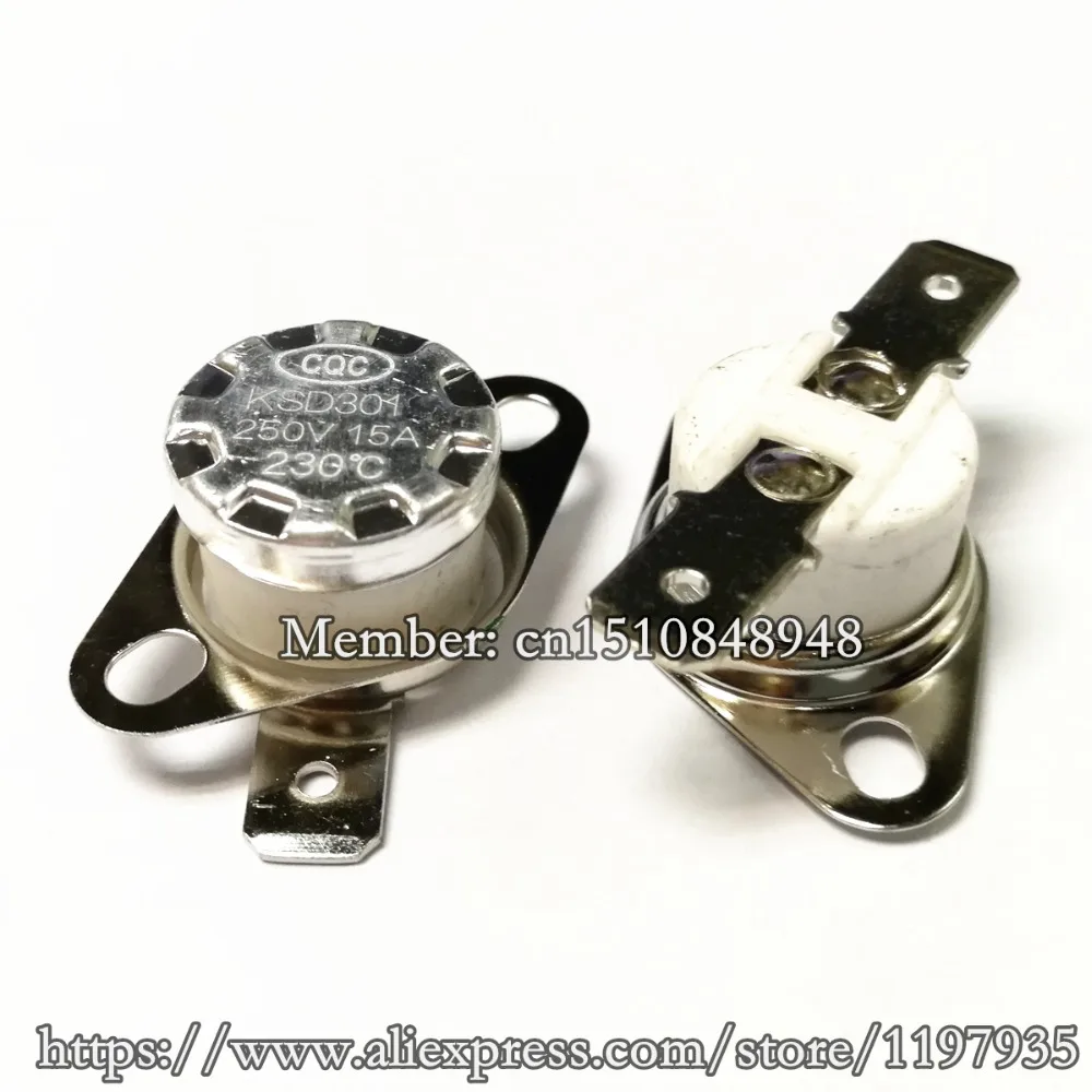 50-PCS-KSD301-15A-250V-230-Degrees-230C-Ceramic-Thermostat-Normally ...