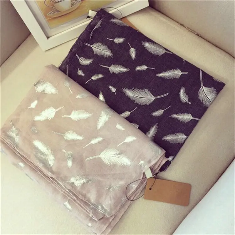 Shawls Wraps Feather | Scarf 200 80 Feather Pattern | Scarf Female ...