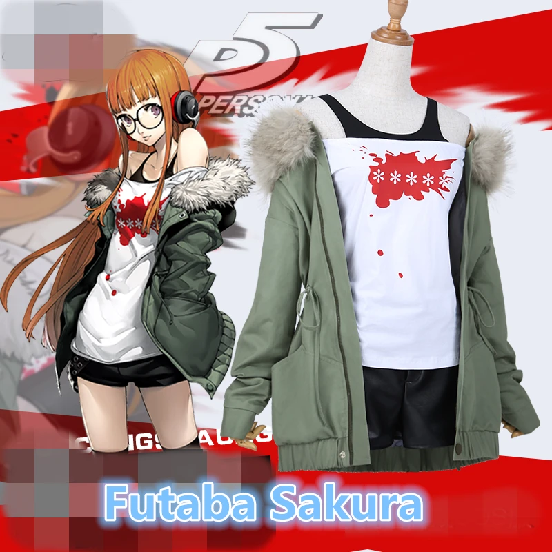 Navi Persona 5 Futabu Sakura character cosplay costume full set shirt ...