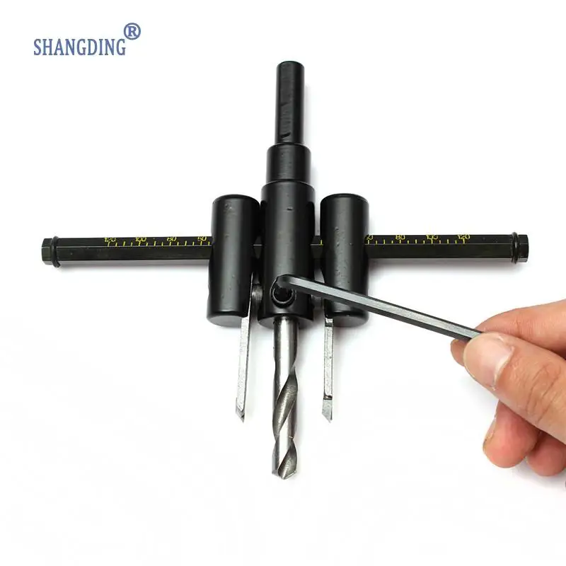 30mm-120mm Adjust Wood Circle Hole Saw Cutter Tool Kit Set Cordless ...